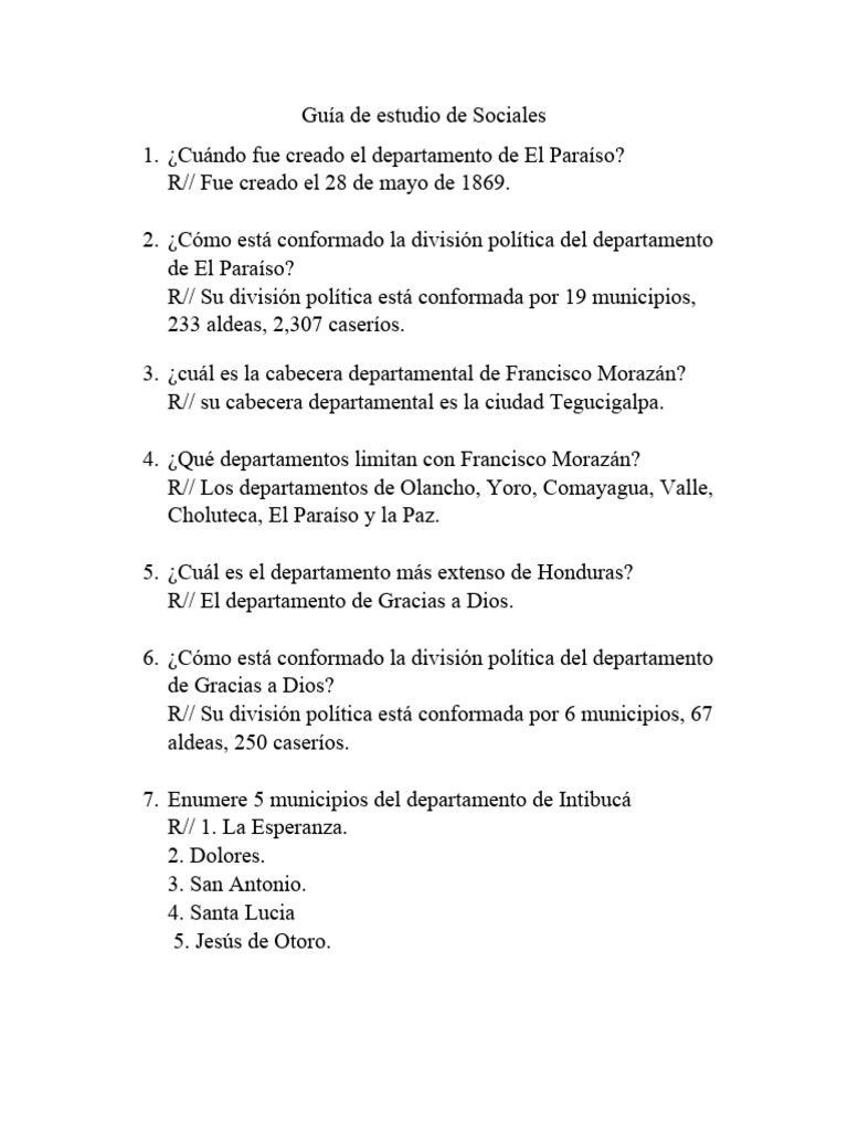 Guía de estudio de Sociales | PDF