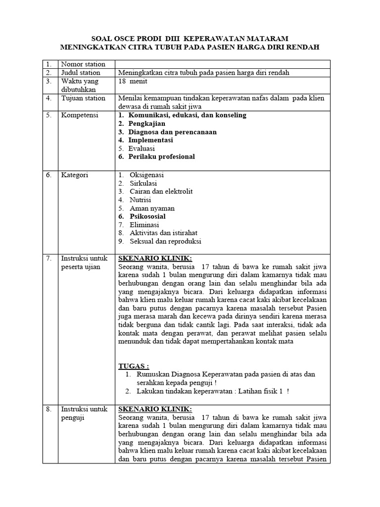 SOAL OSCE Psikososial - Eka | PDF | Pengembangan Diri | Kesehatan Holistik