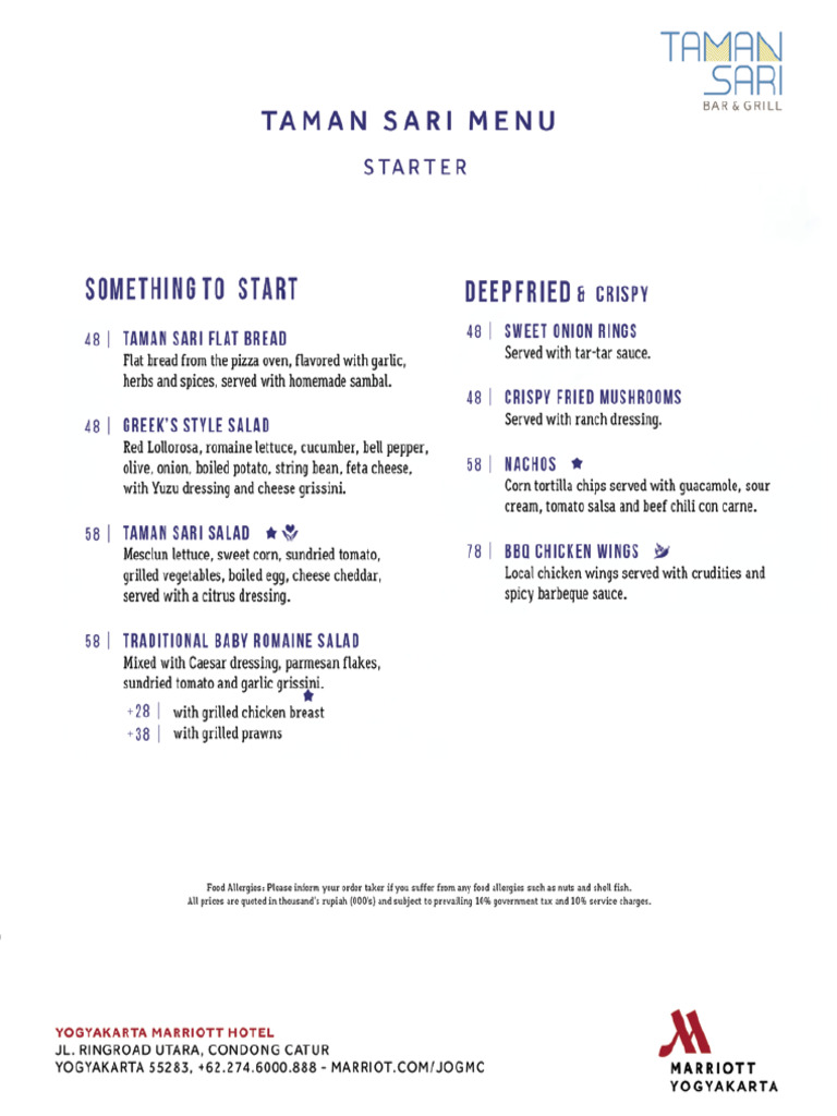 JOGMC Taman Sari Bar Menu | PDF