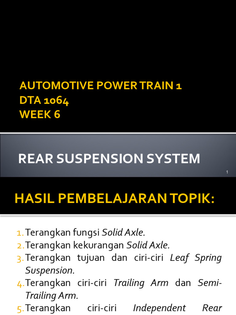 Week 6 Suspension System - Rear | PDF