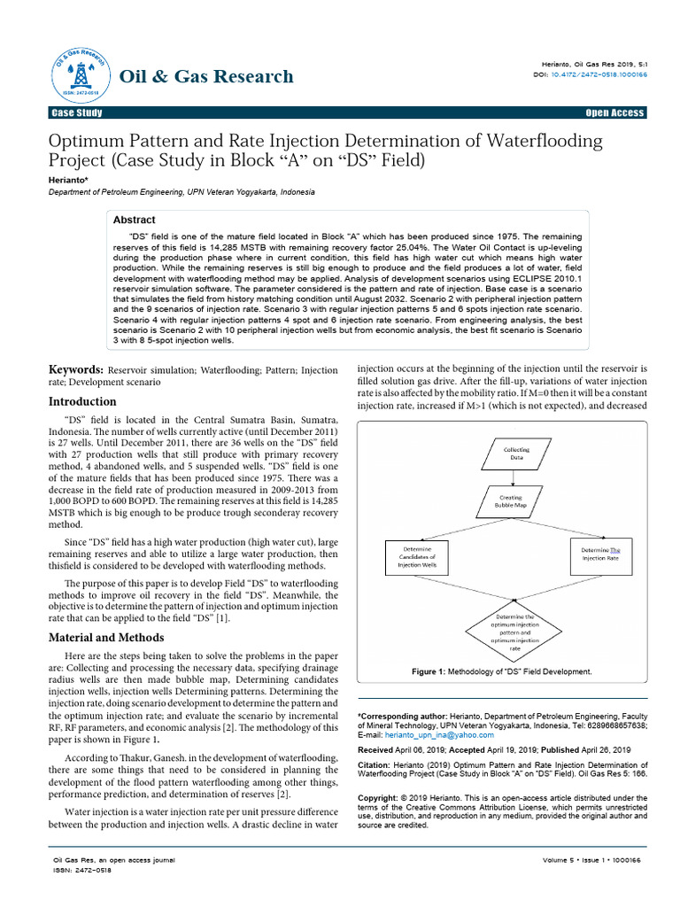 Optimum Pattern and Rate Injection Determination of Waterflooding | PDF | Petroleum Reservoir ...