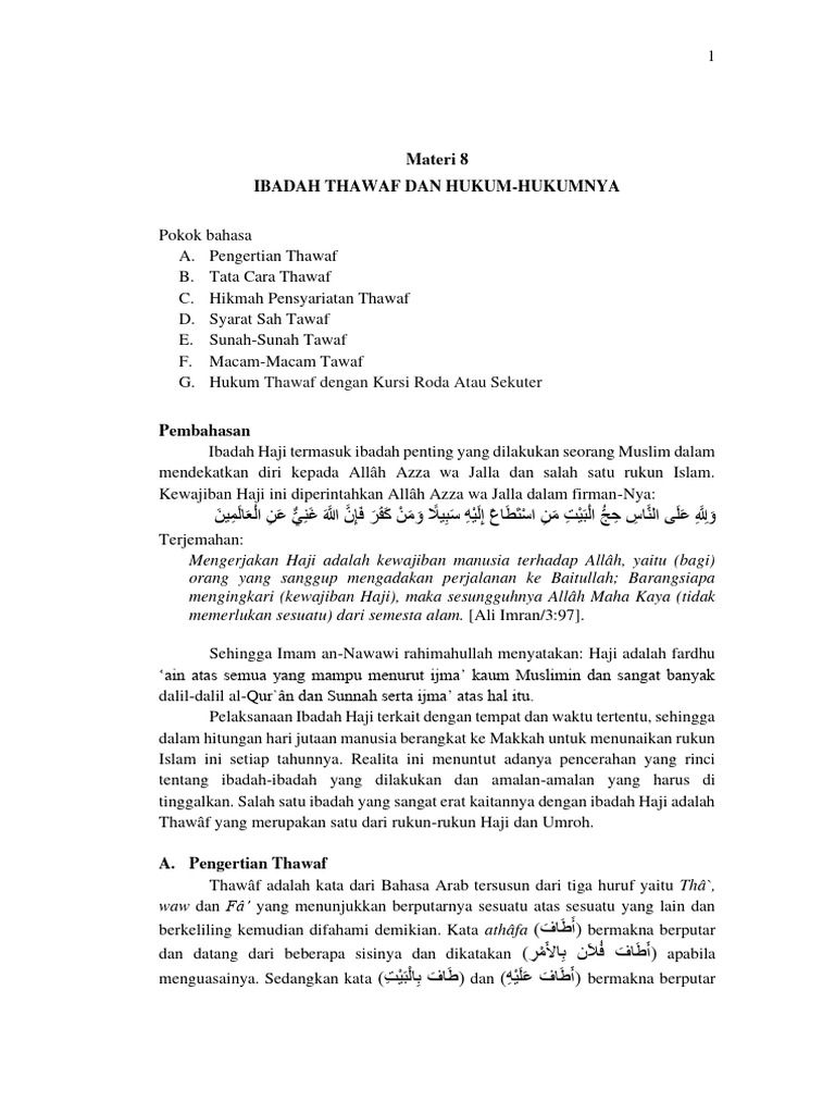 Materi 8 Mengenal Thawaf Dan Hukum-Hukumnya | PDF