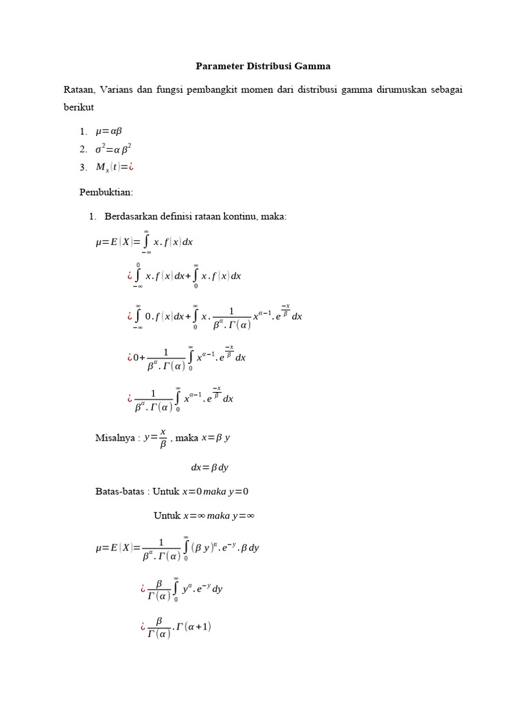 Parameter dan Rumus Distribusi Gamma | PDF | Metode & Bahan Ajar