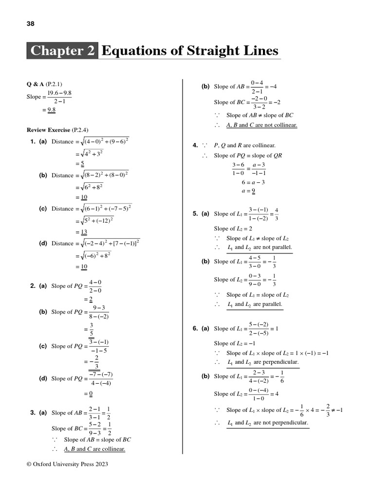 4A Chapter 2 Full Sol | PDF | Line (Geometry) | Algebraic Geometry