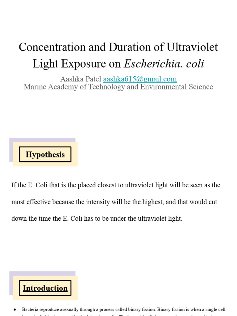 Aashka Patel - Slides | PDF | Ultraviolet | Light