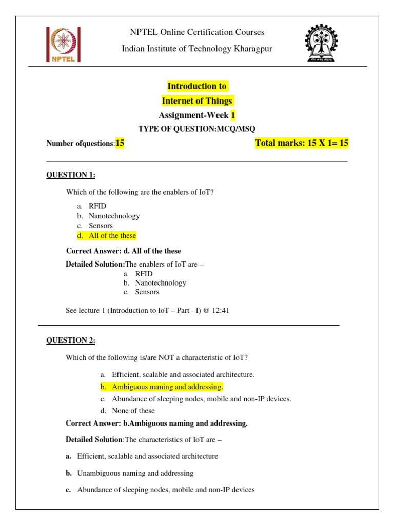 Assignment W1 | PDF | Internet Of Things | Sensor
