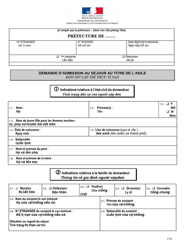 Formulaire - Bilingue FR - Vietnamien - Final | PDF