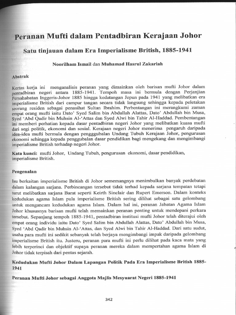 Peranan Mufti Dalam Pentadbiran Kerajaan Johor | PDF