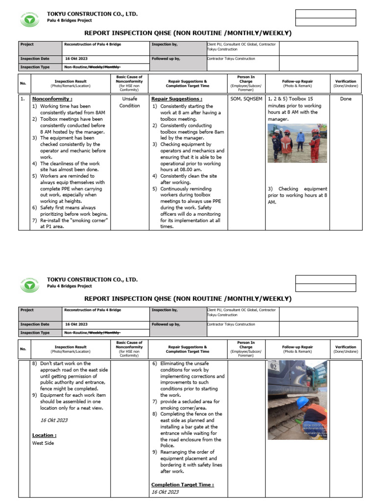 Rev1 Inspection QHSE - 16 Okt 2023 | PDF