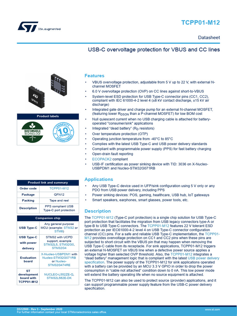 tcpp01 m12 USBC OV Protection | PDF | Capacitor | Field Effect Transistor