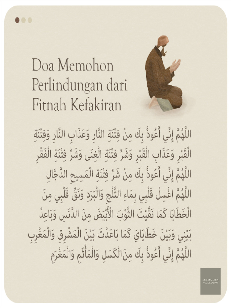 Doa Memohon Perlindungan Dari Fitnah Kefakiran | PDF Doa Memohon Perlindungan Dari Fitnah Kefakiran | PDF
