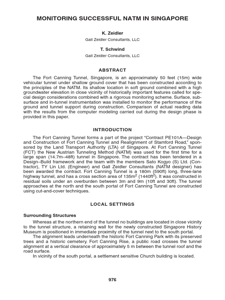 NATM Tunnel Monitoring in Singapore | PDF | Tunnel | Strength Of Materials