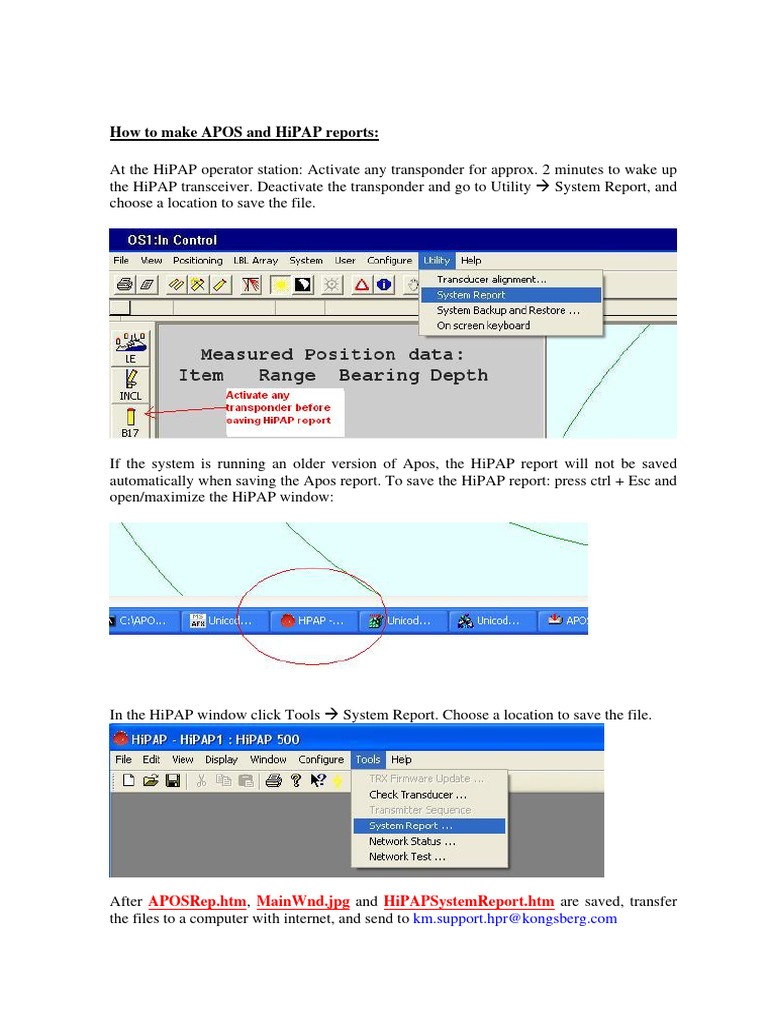 HiPAP and APOS Report Generation Guide | PDF