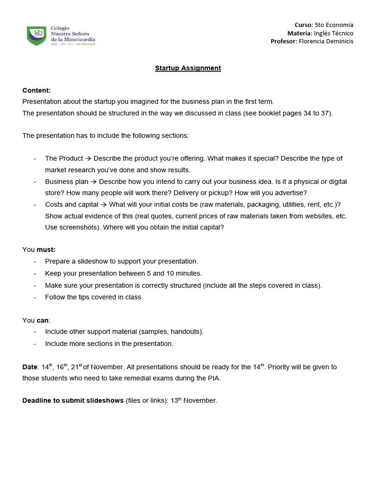 Startup Assignment | PDF