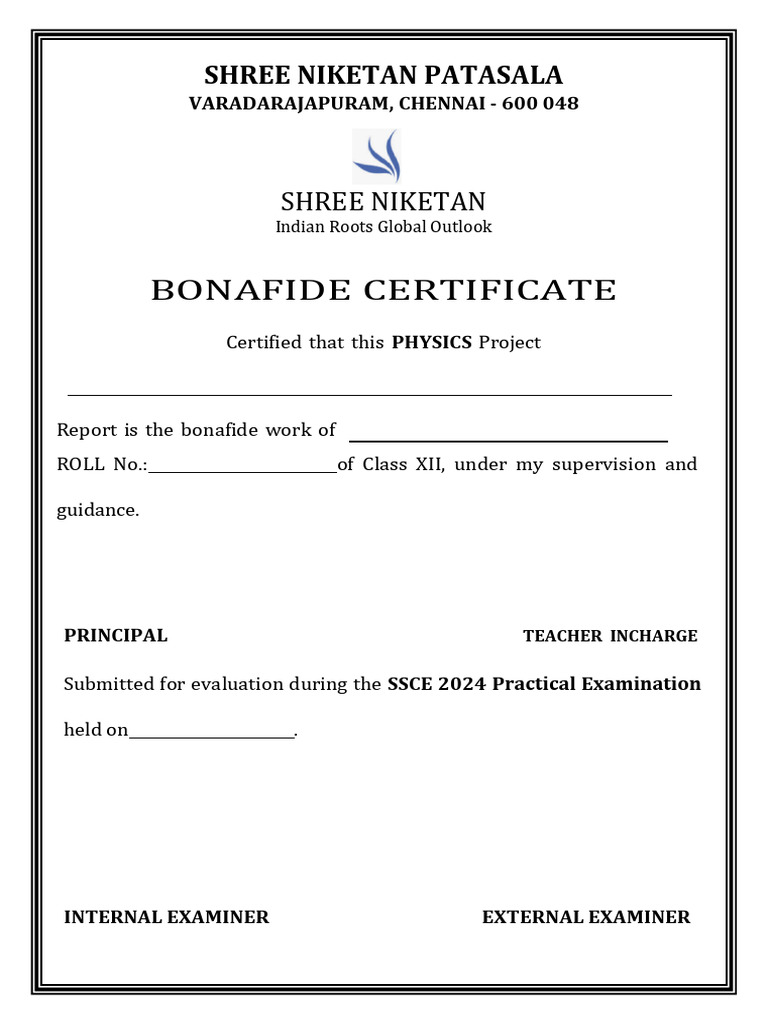 Class XII Physics Project Certificate | PDF | Technology & Engineering