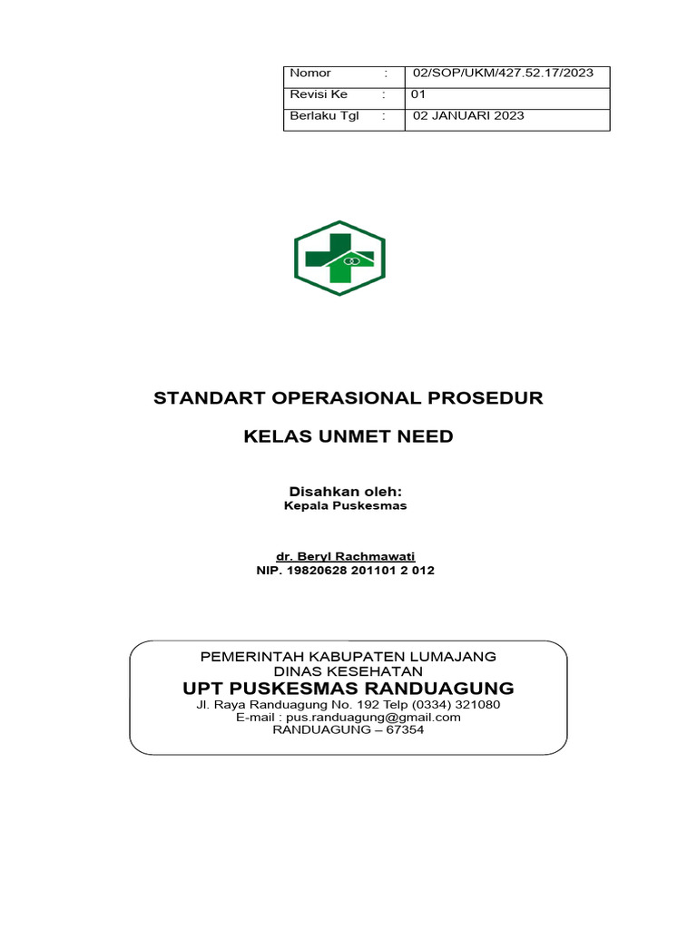 SOP Kelas Unmet Need KB | PDF