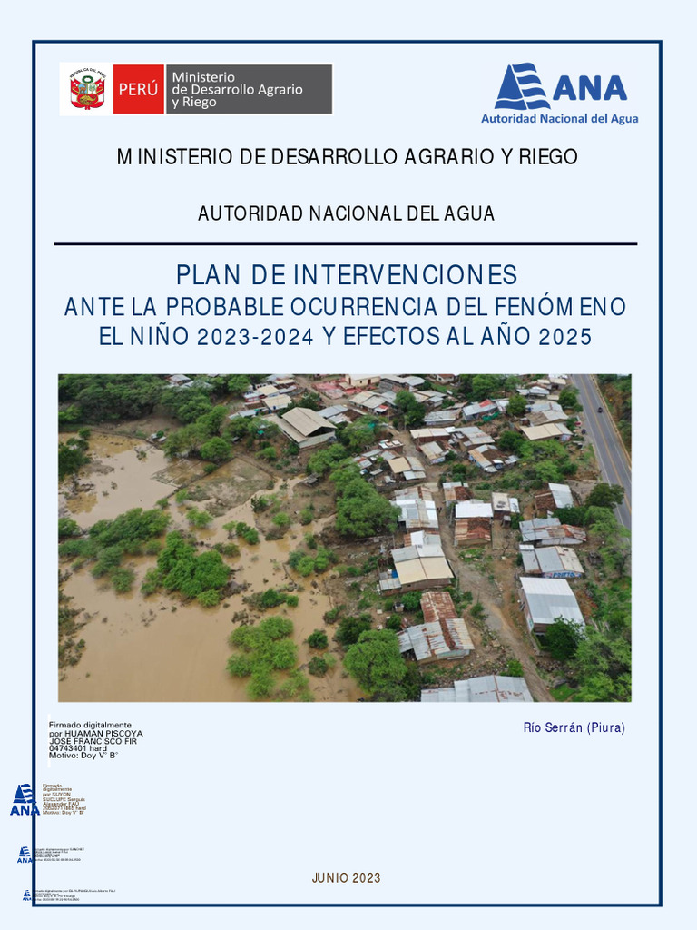 Plan de Intervenciones El Niño 2023-2025 | PDF | El niño | Precipitación