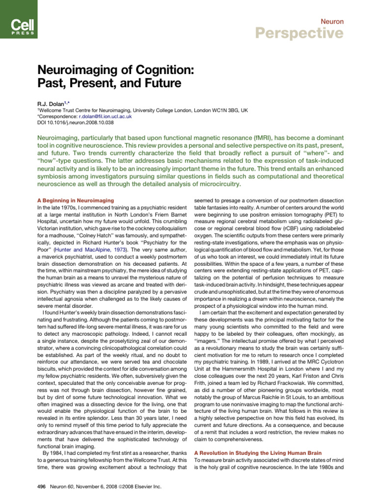 Neuroimaging of Cognition | PDF | Neuroscience | Neuroimaging