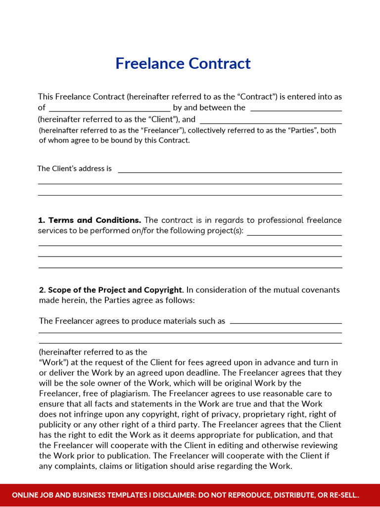 Freelance Contract Template | Download Free PDF | Freelancer | Trade Secret