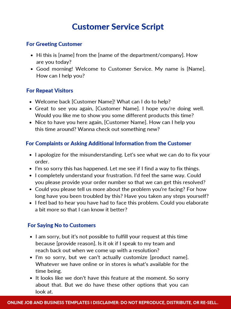 Customer Service Script | PDF | Credit Card