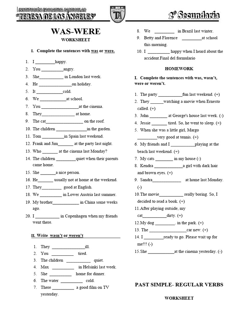 Was-Were-Past Simple | PDF