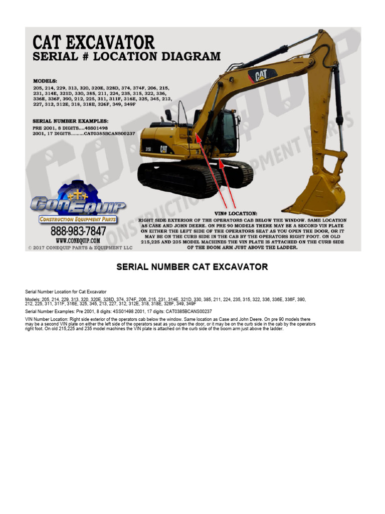 Serial Number Cat Excavator | PDF