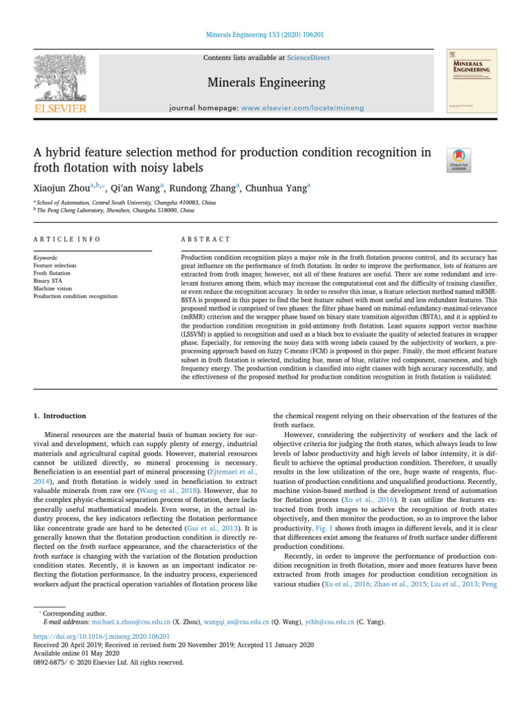 A Hybrid Feature Selection Method For Production Condition Recognition In Pdf Statistical