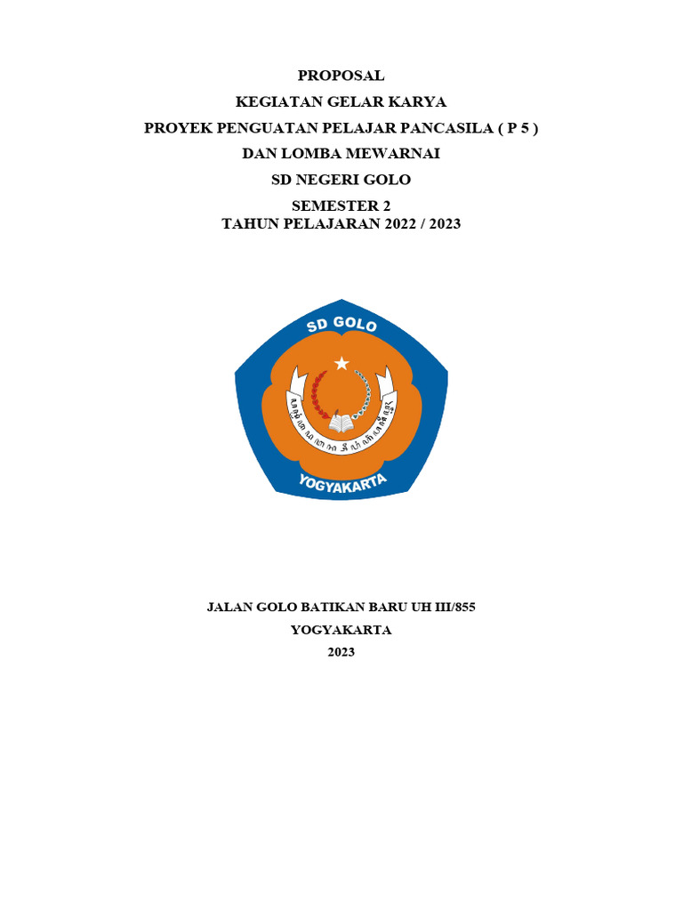 Proposal Gelar Karya P5-Sdn-Golo 2023 | PDF