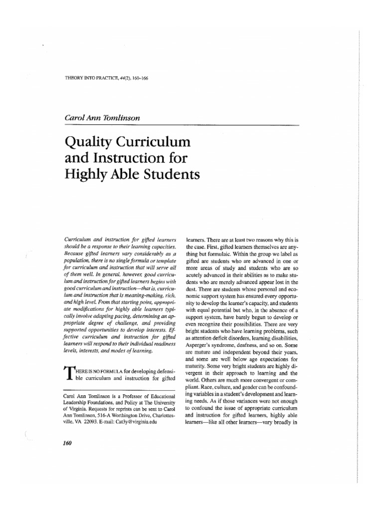 High Quality Curriculum | PDF