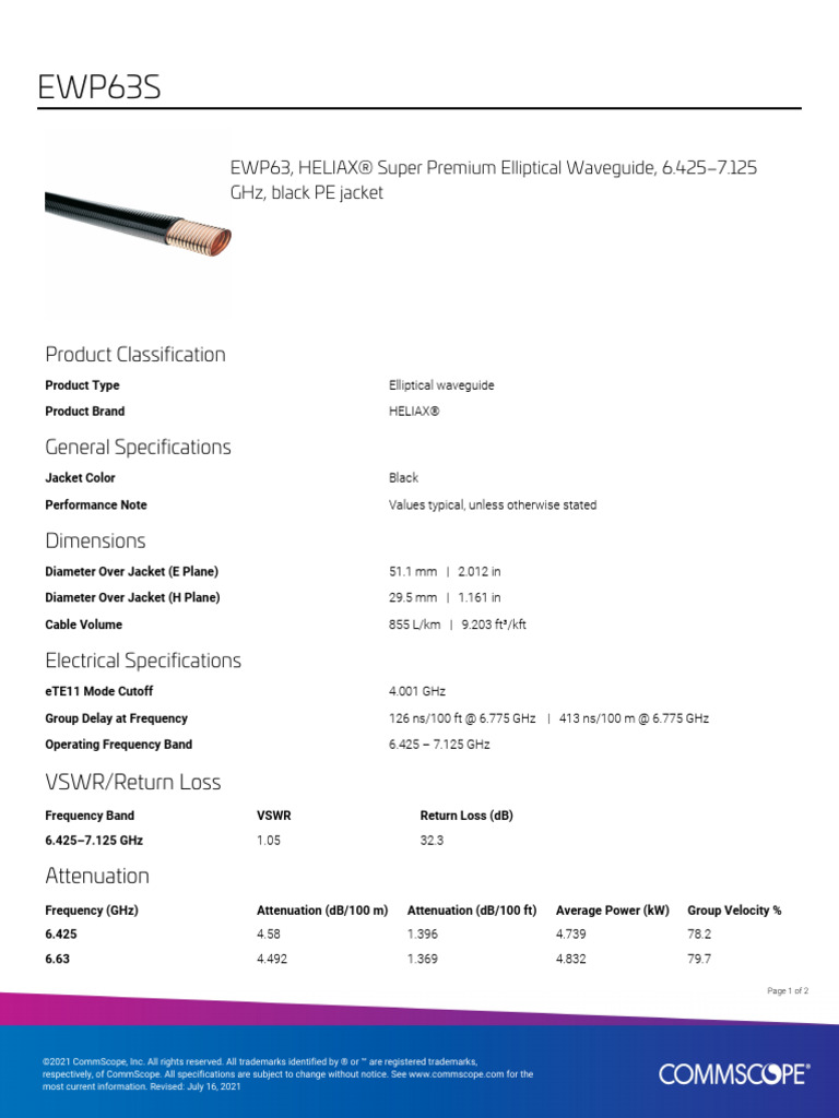 EWP63S Product Specifications | PDF | Coaxial Cable ...
