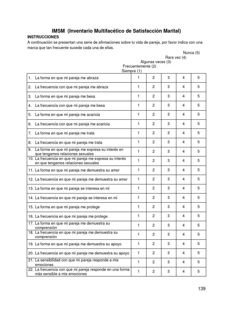 IMSM (Inventario Multifacético de Satisfacción Marital) ...... | PDF