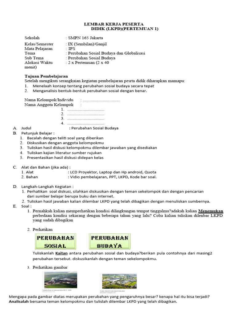 LKPD IPS Kelas 9 BAB 2 | PDF