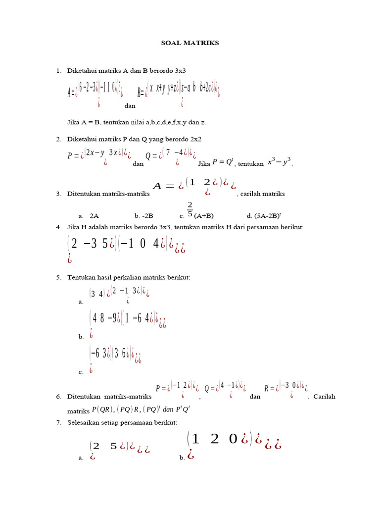 Latihan SOAL MATRIKS | PDF