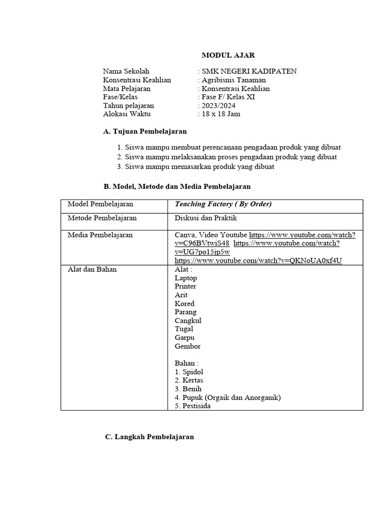 Templat Modul Ajar - Tefa | PDF
