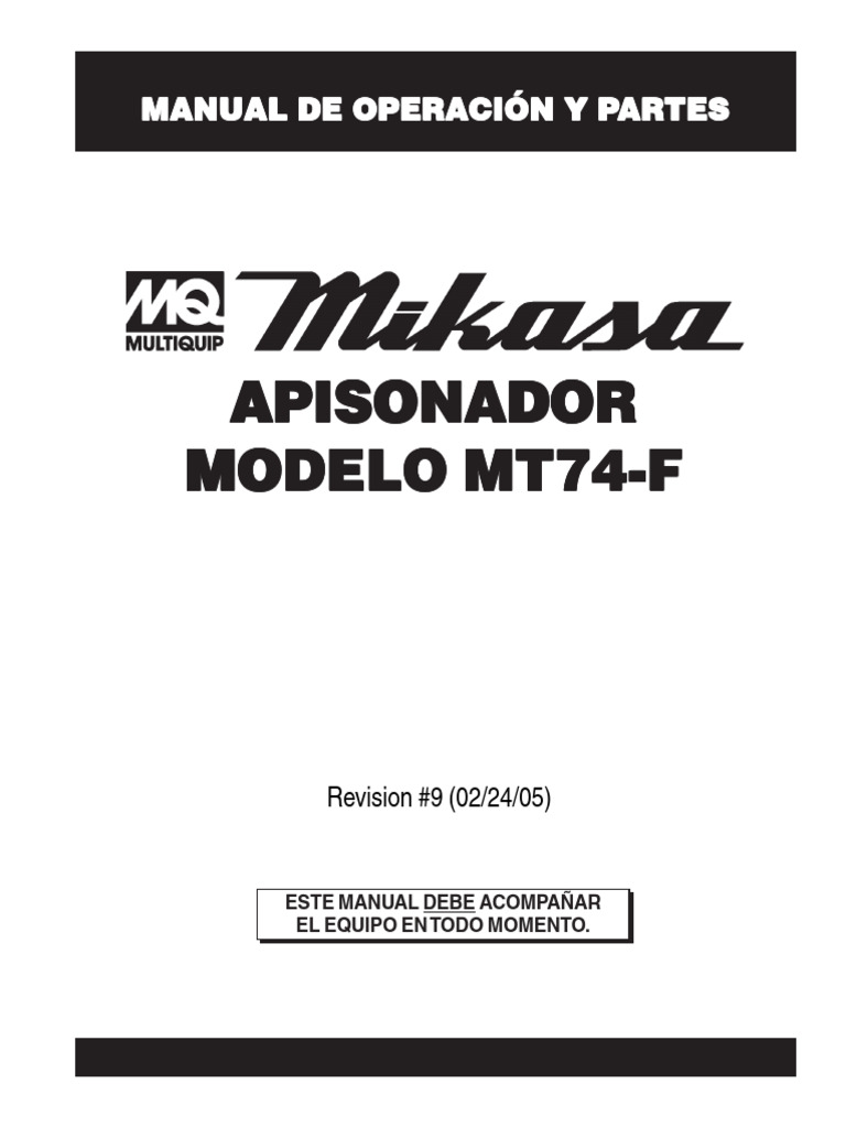 Manual Operativo Apisonador MT74-F | PDF | Acelerador | Tanques
