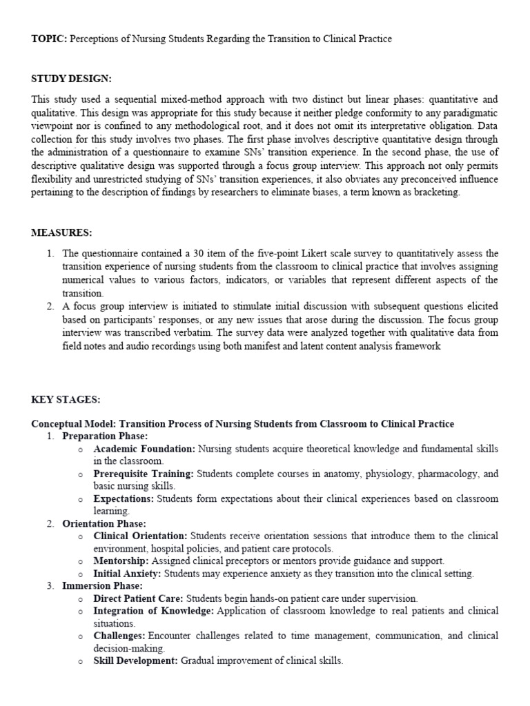 Nursing Students' Clinical Transition | PDF | Mentorship | Focus Group