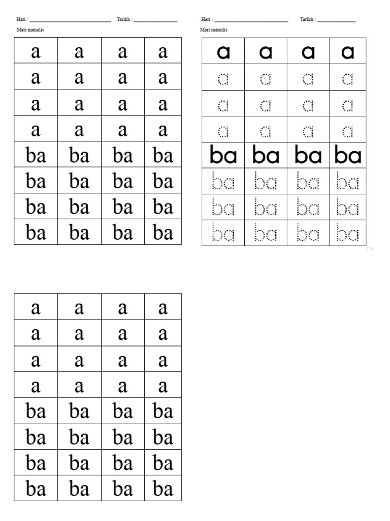 Latihan Suku Kata A Ba | PDF