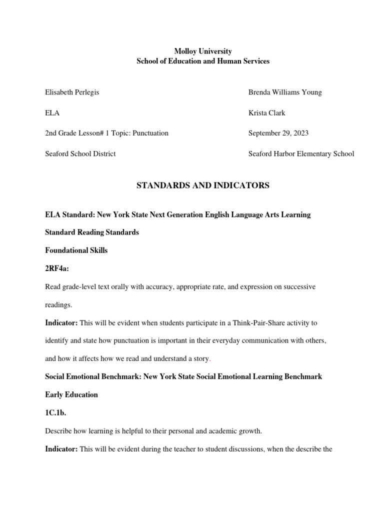 Punctuation Lesson Plan | PDF | Punctuation | Learning