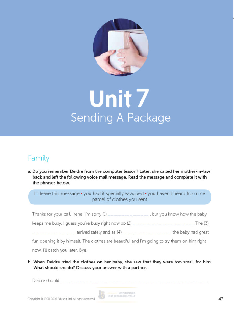 Intermediate 1 Workbook Unit 7 | PDF | United States Postal Service | Mail