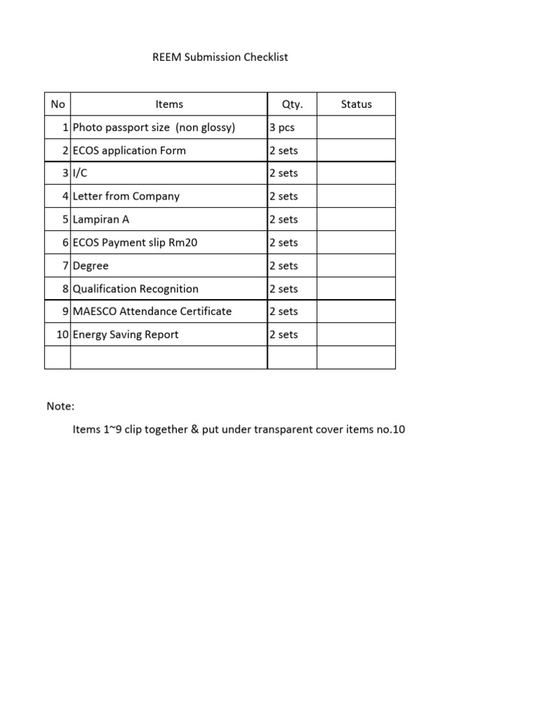 REEM Submission Checklist | PDF | Teaching Methods & Materials ...