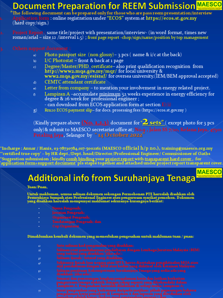 REEM Document Submission Guildlines - Batch#66 | PDF | Feasibility Study | Energy Conservation