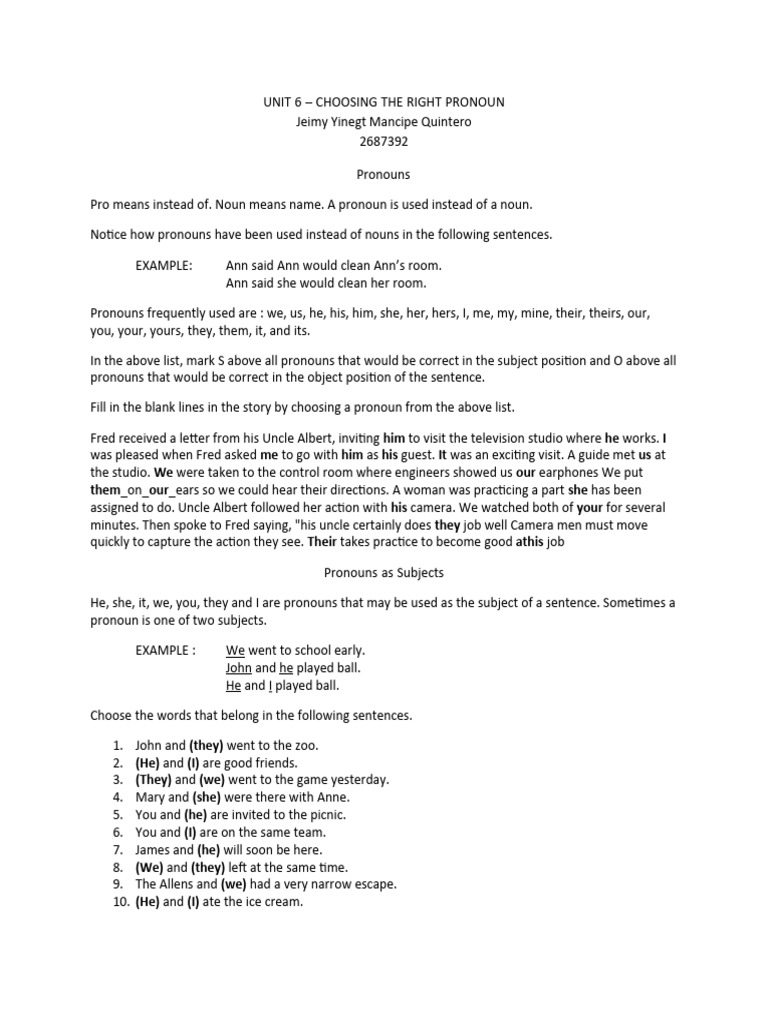 Understanding Pronouns in English | PDF | Pronoun