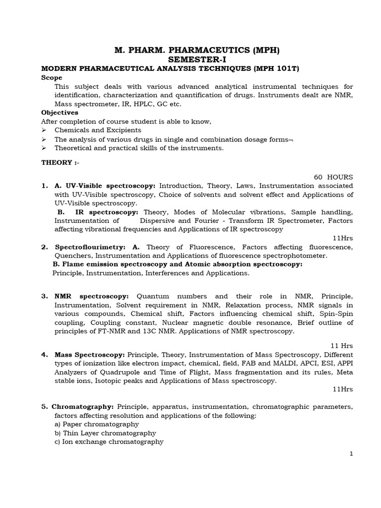 M.pharm Pharmaceutics Syllabus | PDF | Nuclear Magnetic Resonance ...