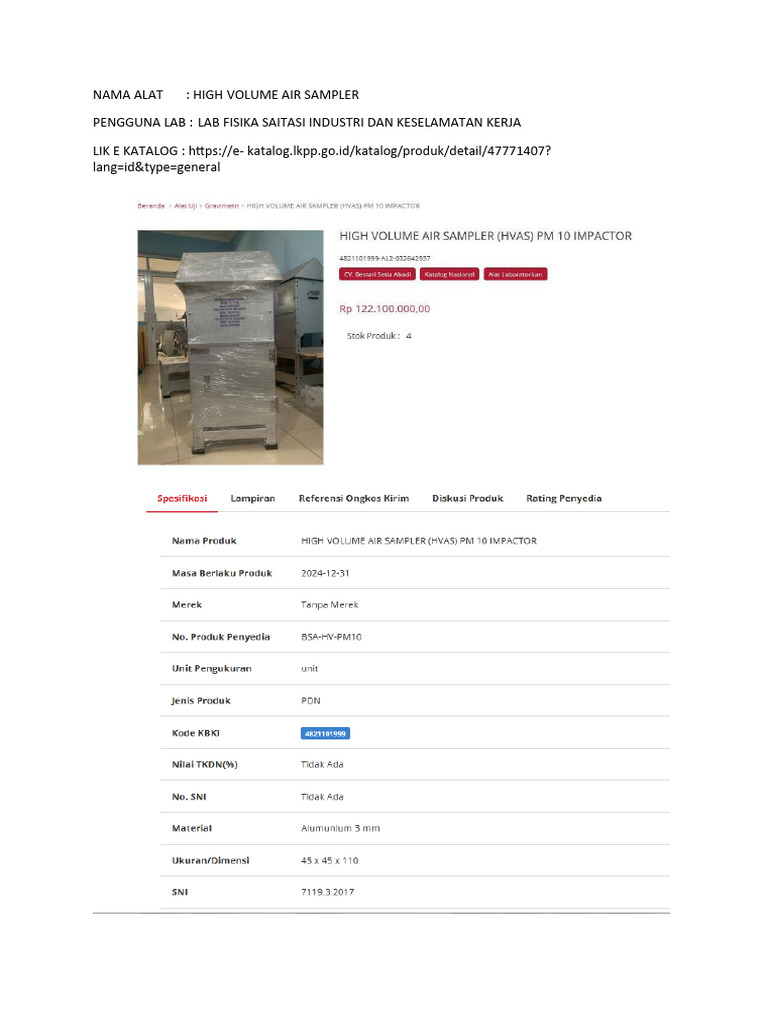 High Volume Air Sampler | PDF