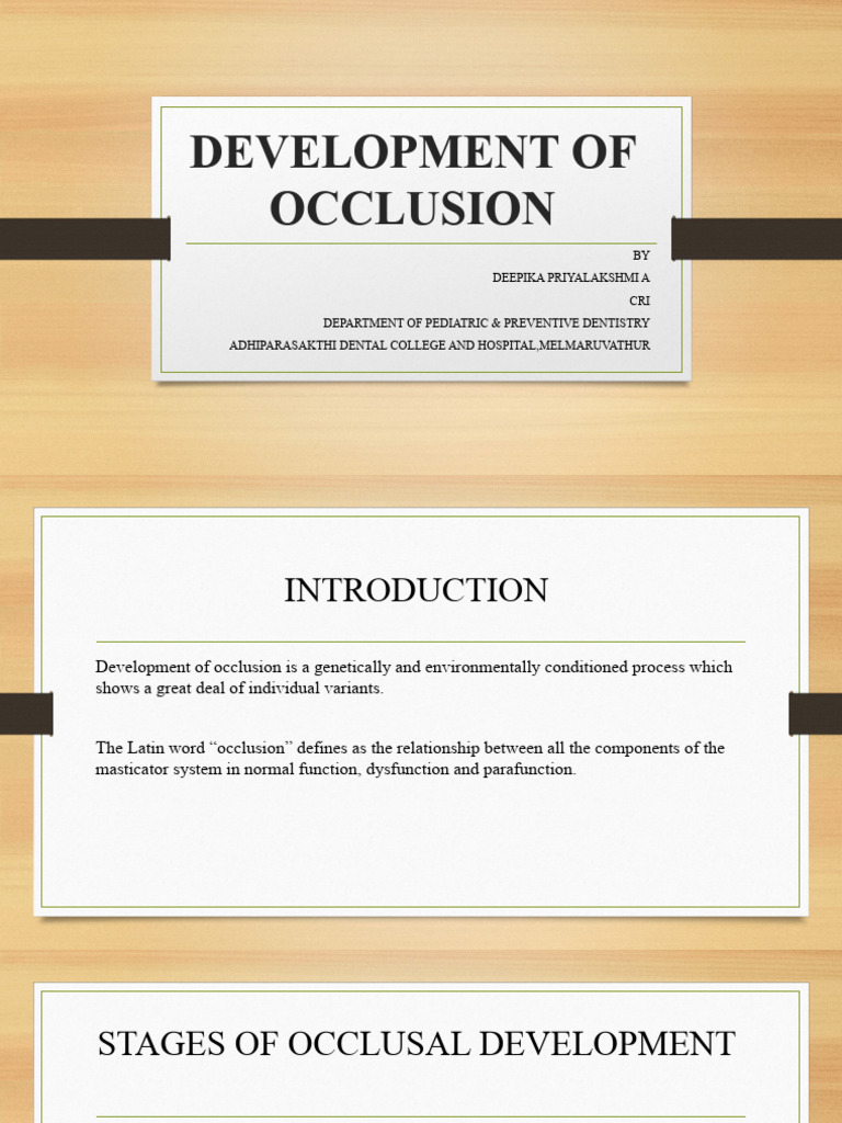 Occlusion Development in Pediatric Dentistry | PDF | Human Head And ...