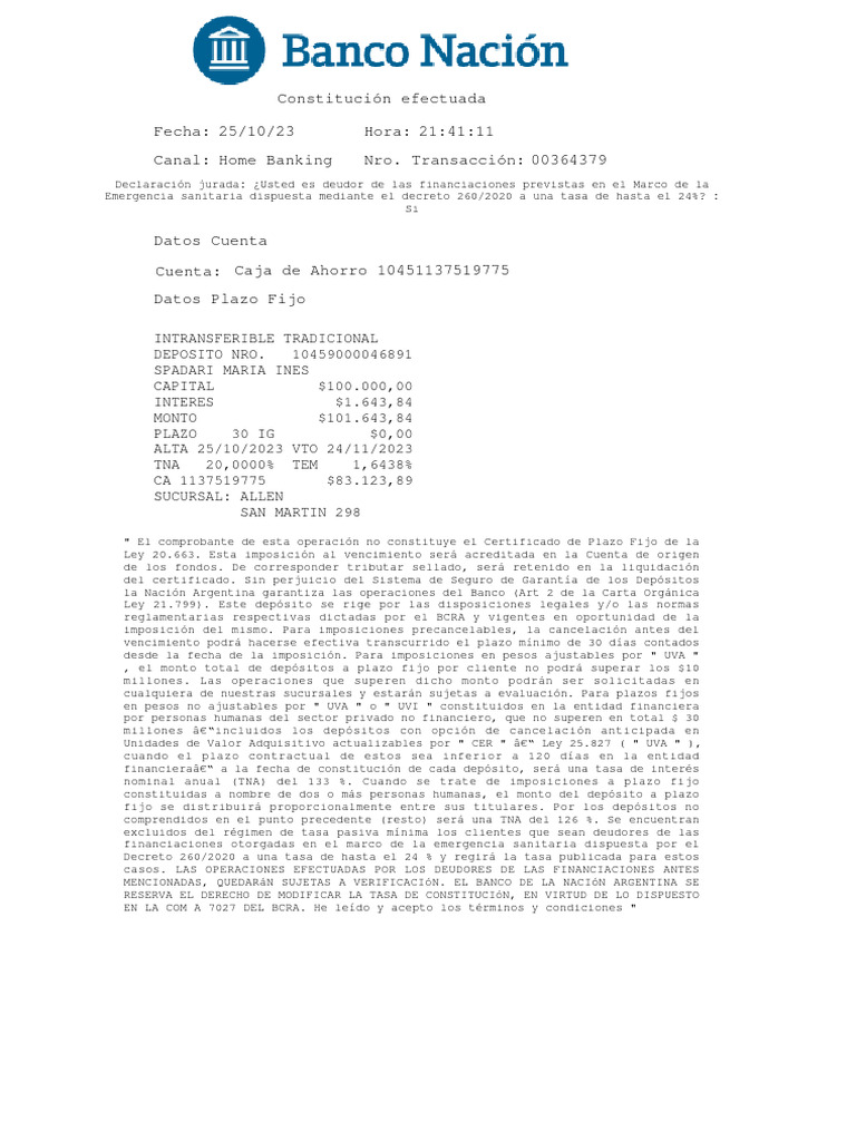 Banco Nacion | PDF | Bancos | Servicios financieros