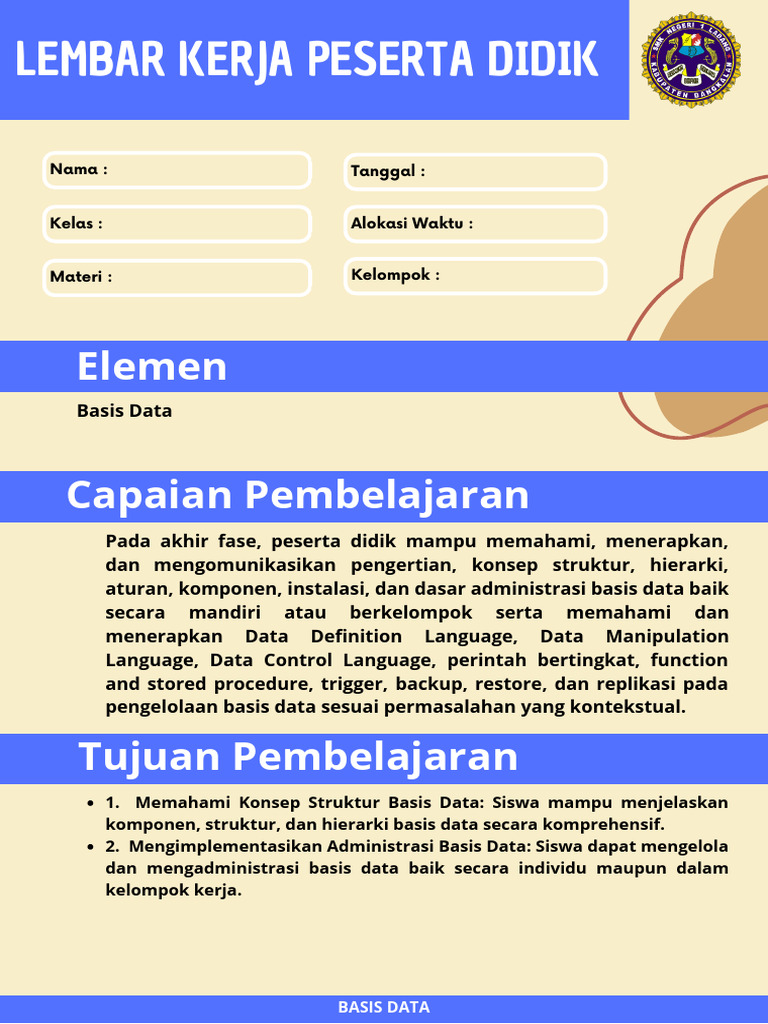 LKPD Pertemuan 1 Basis Data | PDF