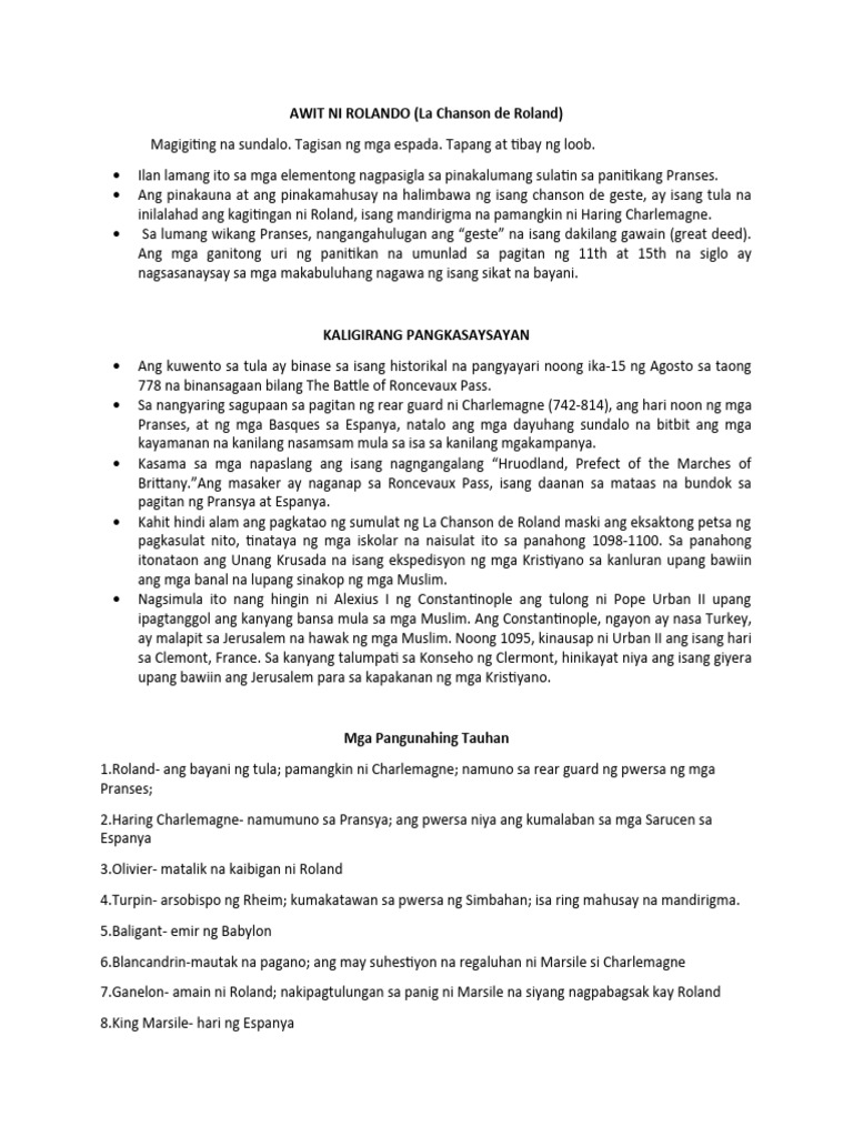 Awit Ni Rolando | PDF