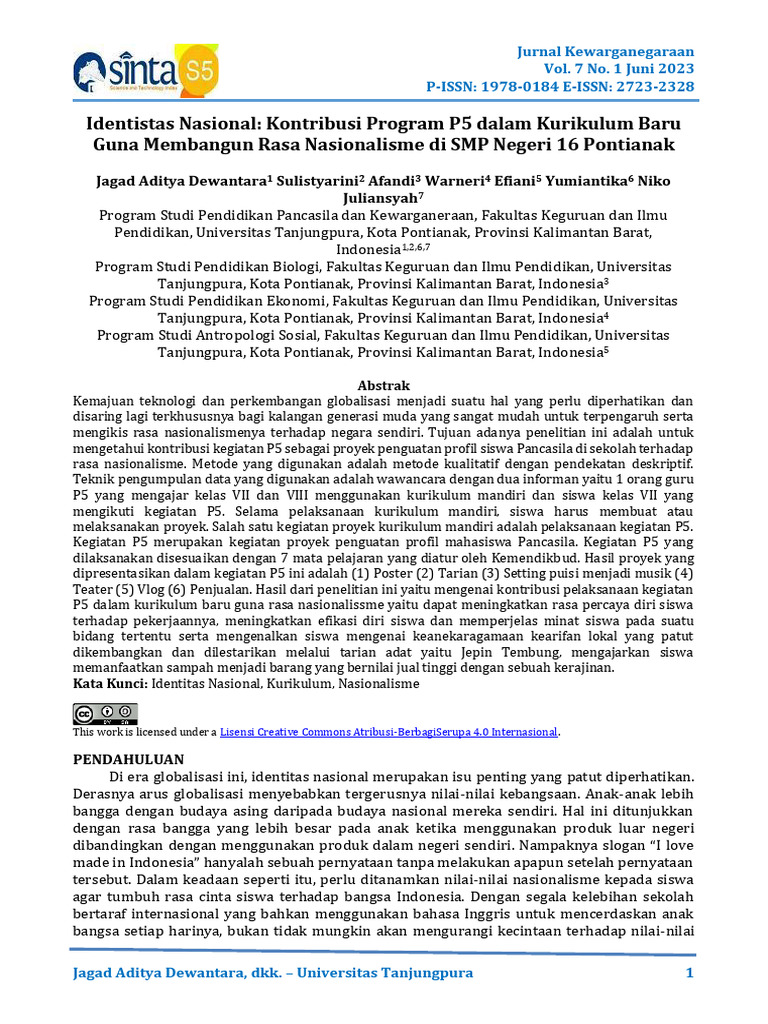 Identistas Nasional: Kontribusi Program P5 Dalam Kurikulum Baru Guna Membangun Rasa Nasionalisme ...