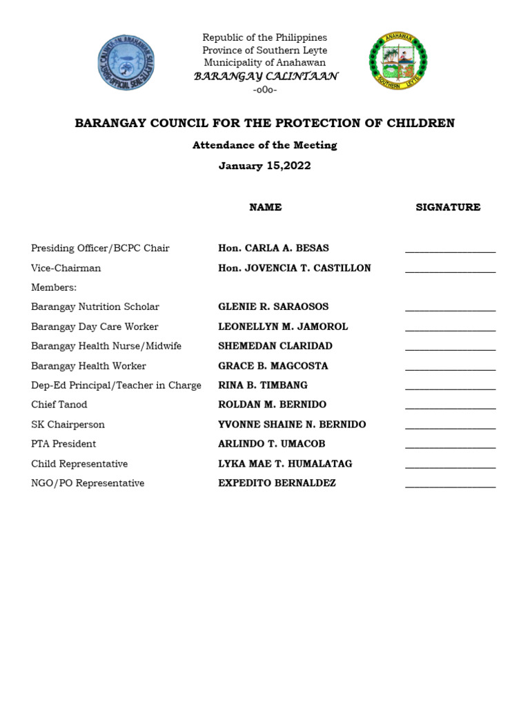 BCPC Attendance 2022 | PDF | Health Care | Positions Of Authority